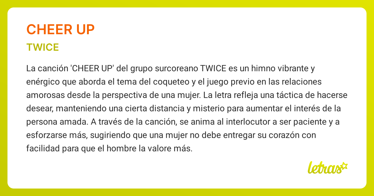 Significado de la canción CHEER UP (TWICE) - LETRAS.COM