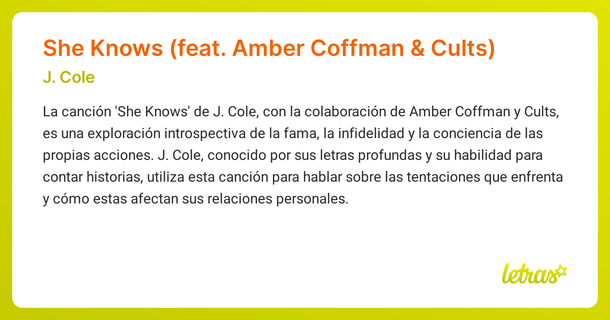 Significado de la canción She Knows (feat. Amber Coffman & Cults) (J ...