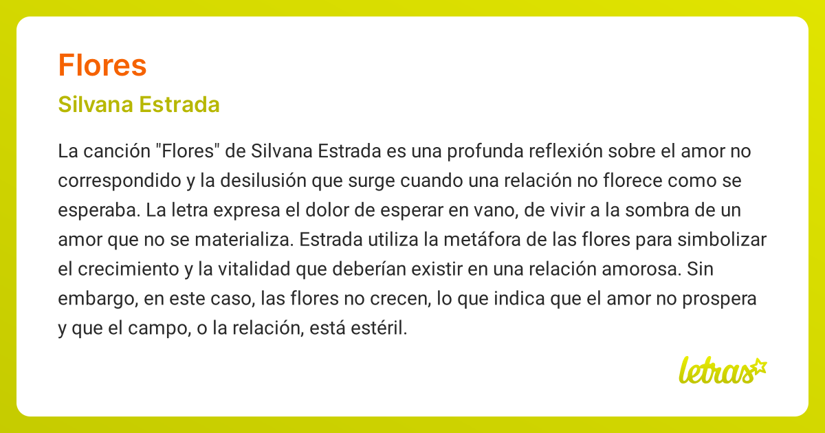 Significado de la canción FLORES (Silvana Estrada) - LETRAS.COM