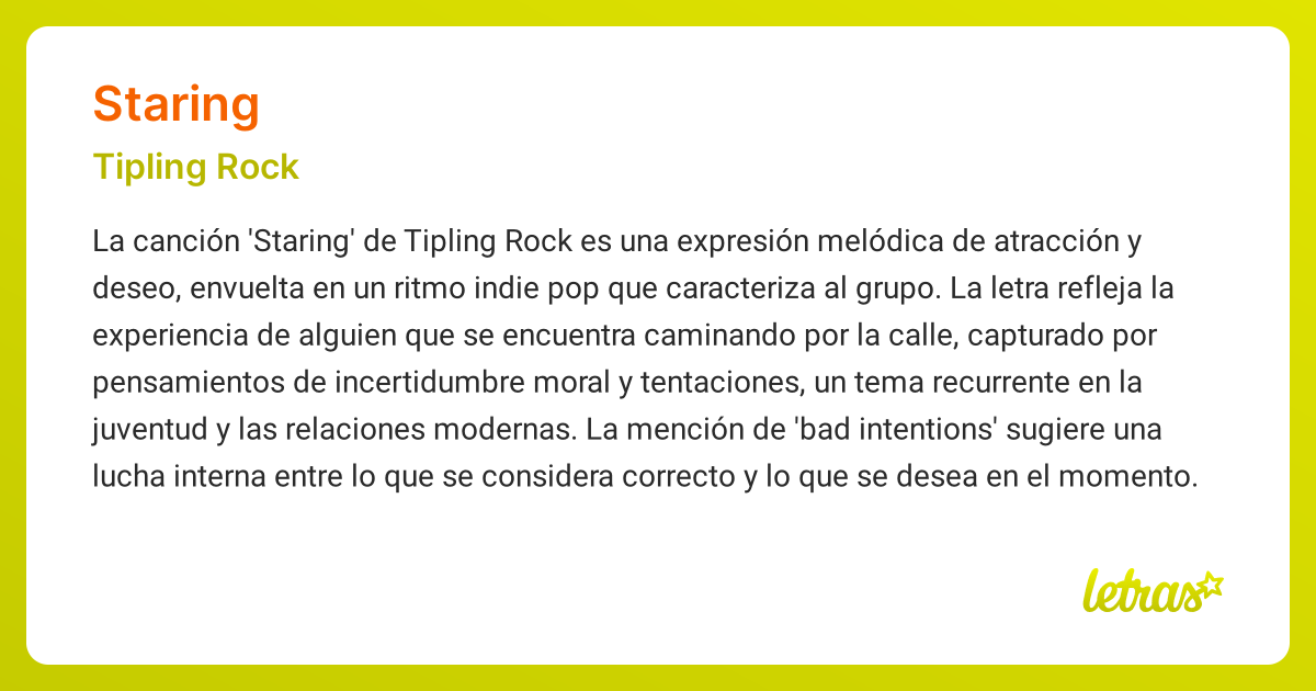 Significado de la canción STARING (Tipling Rock) - LETRAS.COM