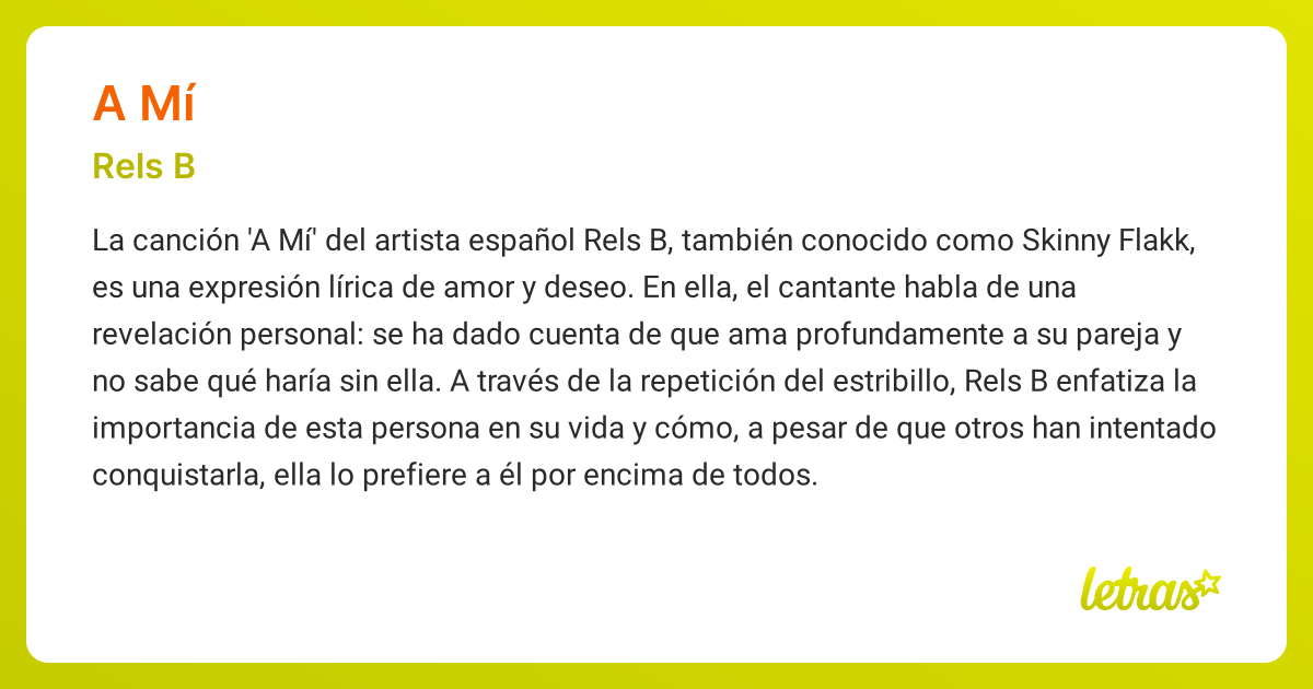 Significado de la canción A MÍ (Rels B) - LETRAS.COM