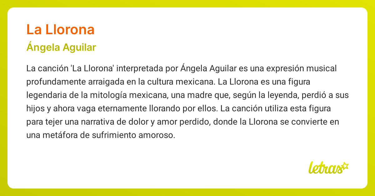 Significado de la canción LA LLORONA (Ángela Aguilar) - LETRAS.COM