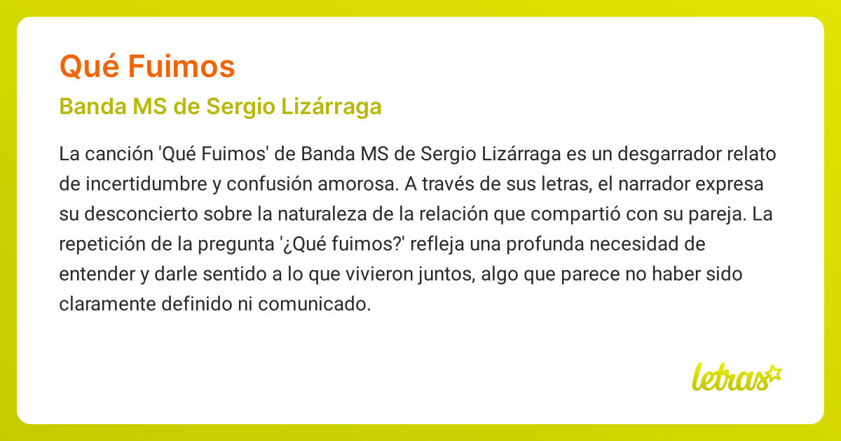Significado de la canción QUÉ FUIMOS (Banda MS de Sergio Lizárraga ...