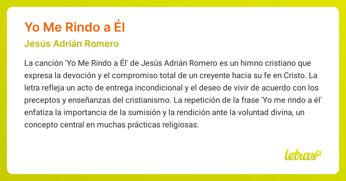 Significado de la canción YO ME RINDO A ÉL (Jesús Adrián Romero ...