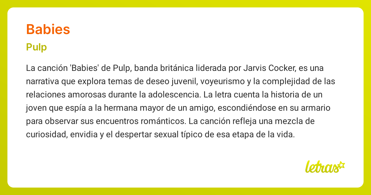 Significado de la canción BABIES (Pulp) - LETRAS.COM