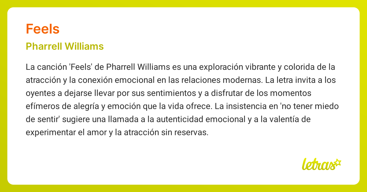 Significado de la canción FEELS (Pharrell Williams) - LETRAS.COM