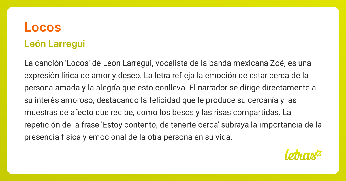 Significado de la canción LOCOS (León Larregui) - LETRAS.COM