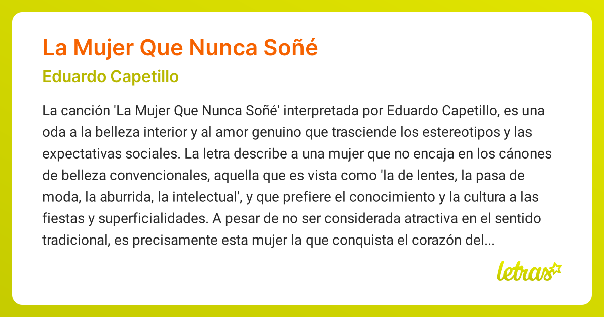 Significado de la canción LA MUJER QUE NUNCA SOÑÉ (Eduardo Capetillo ...