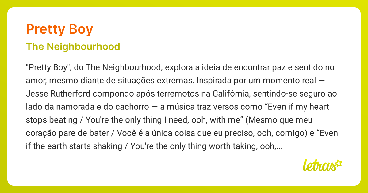 Significado da música PRETTY BOY (The Neighbourhood) - LETRAS.MUS.BR