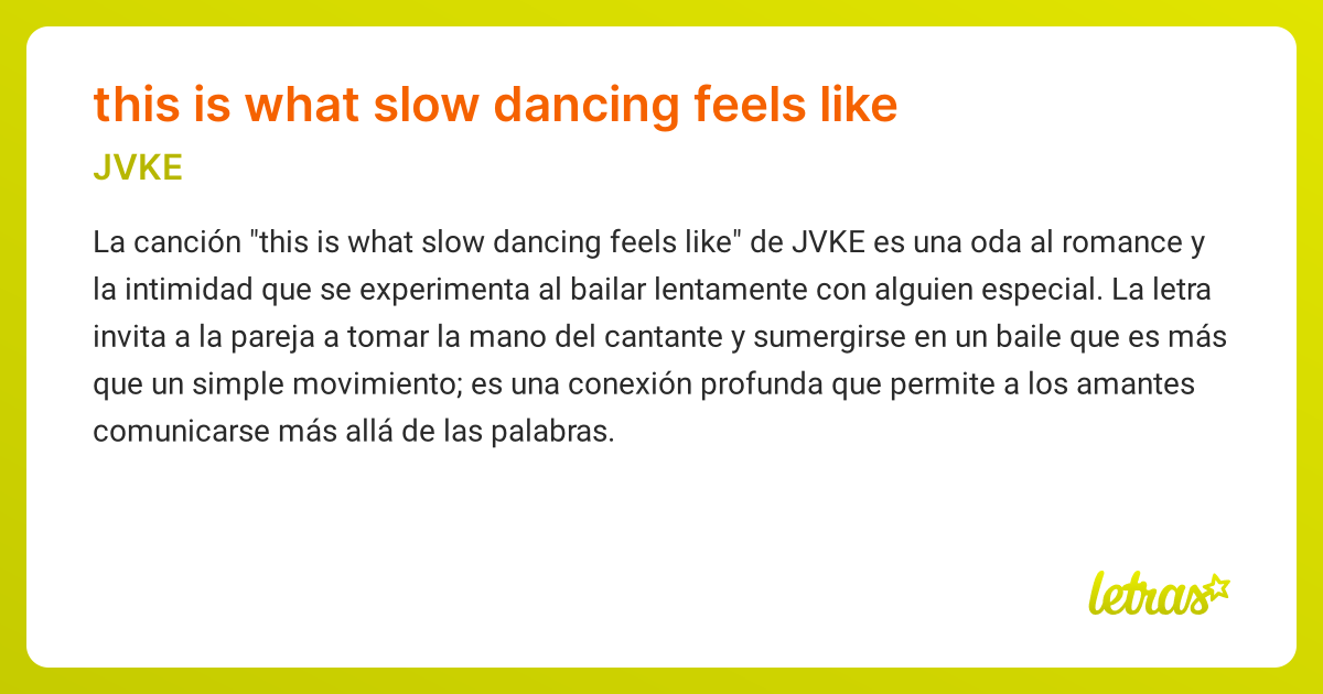 Significado de la canción this is what slow dancing feels like (JVKE ...