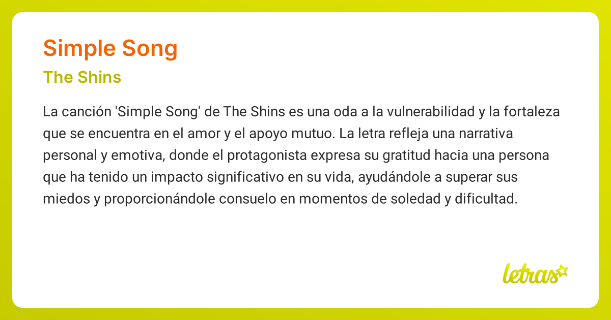 Significado de la canción SIMPLE SONG (The Shins) - LETRAS.COM