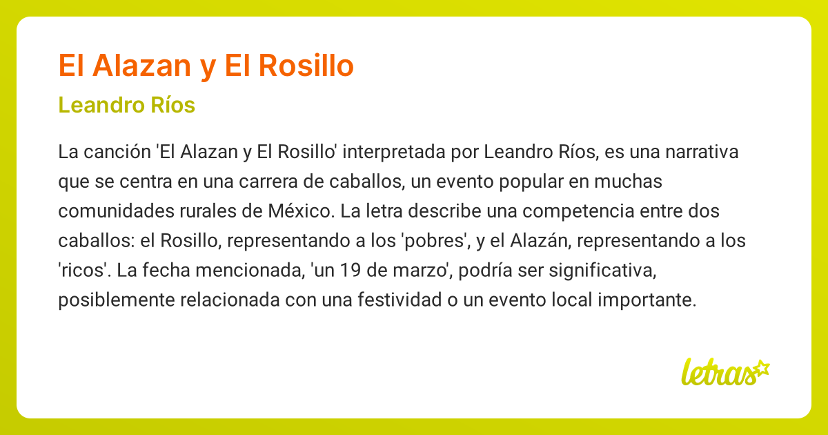 Significado de la canción EL ALAZAN Y EL ROSILLO (Leandro Ríos ...