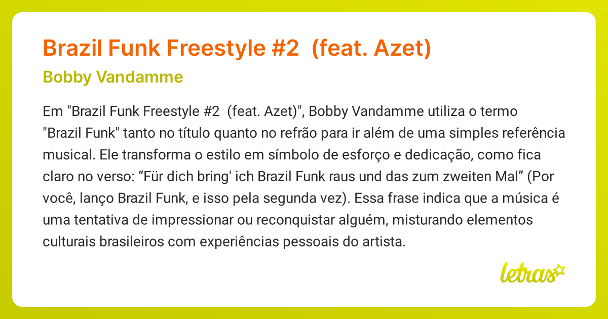 Significado da música Brazil Funk Freestyle #2 🇧🇷 (feat. Azet) (Bobby ...