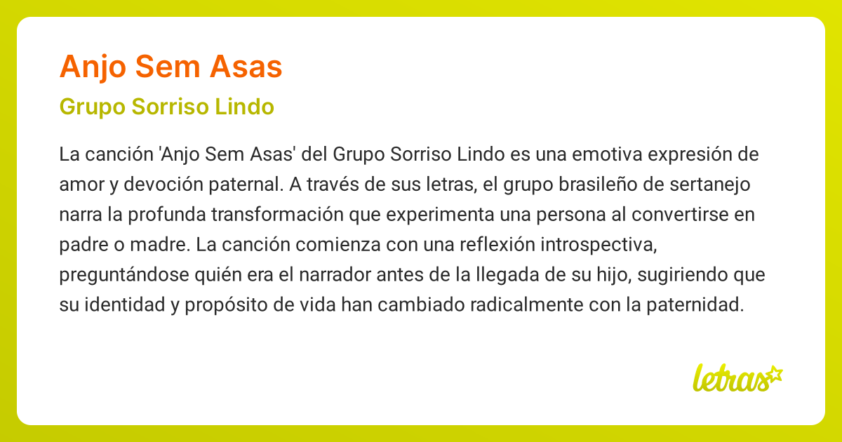 Significado de la canción ANJO SEM ASAS (Grupo Sorriso Lindo) - LETRAS.COM