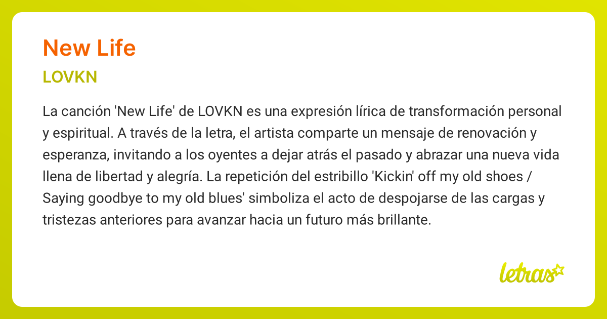 Significado de la canción NEW LIFE (LOVKN) - LETRAS.COM
