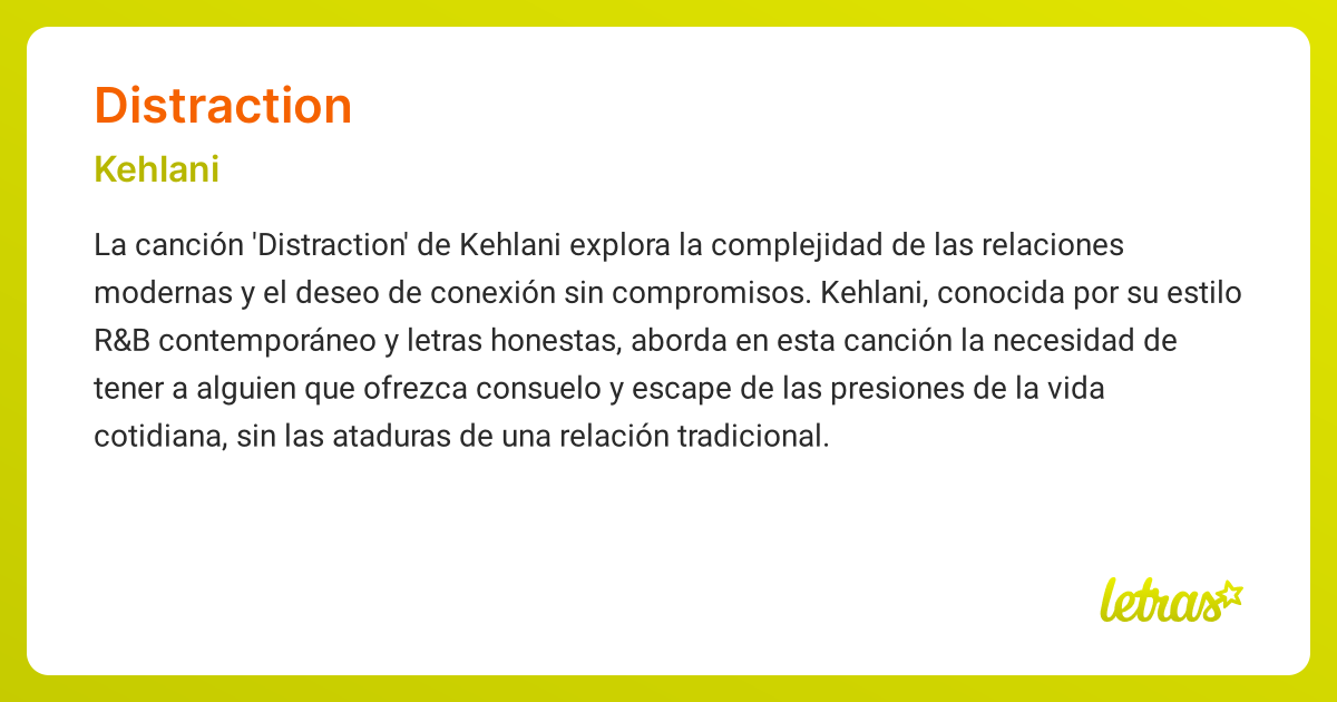 Significado de la canción DISTRACTION (Kehlani) - LETRAS.COM