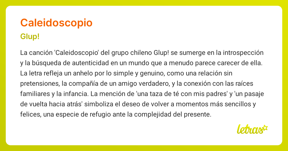 Significado de la canción CALEIDOSCOPIO (Glup!) - LETRAS.COM
