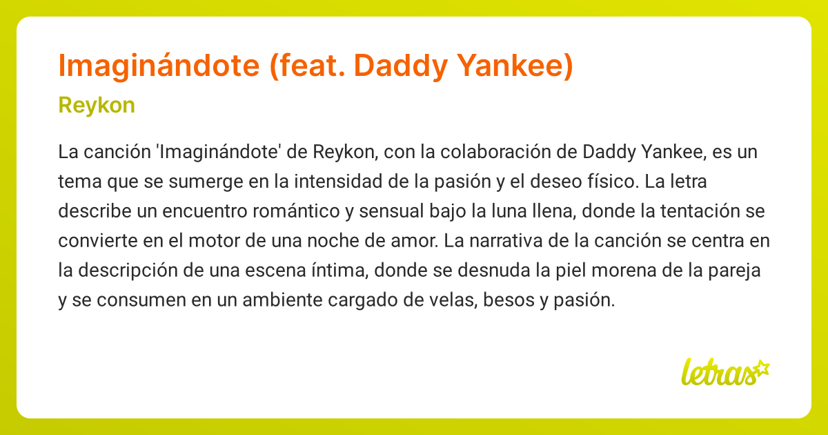 Significado de la canción Imaginándote (feat. Daddy Yankee) (Reykon ...