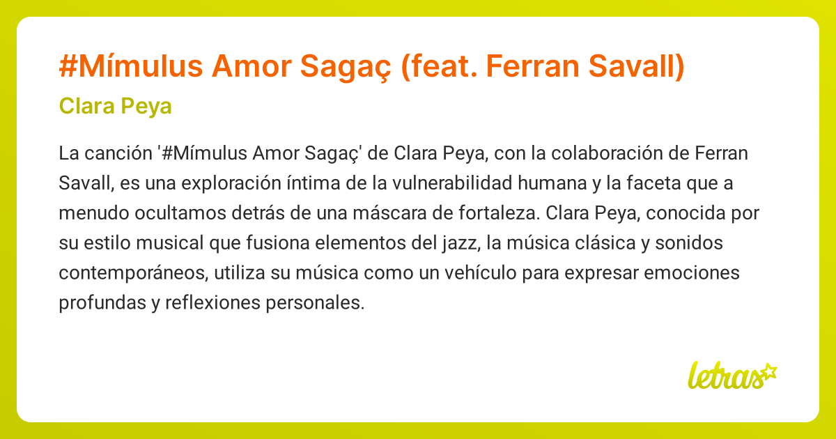 Significado de la canción #Mímulus Amor Sagaç (feat. Ferran Savall ...