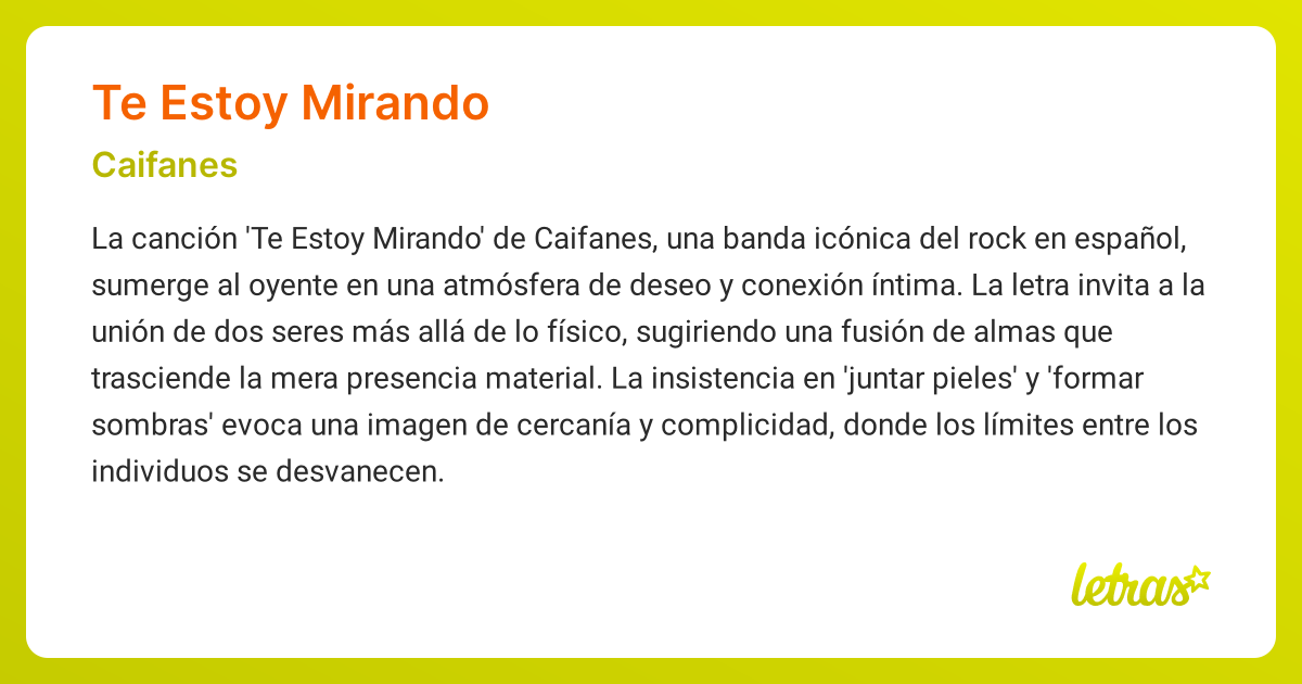 Significado de la canción TE ESTOY MIRANDO (Caifanes) - LETRAS.COM