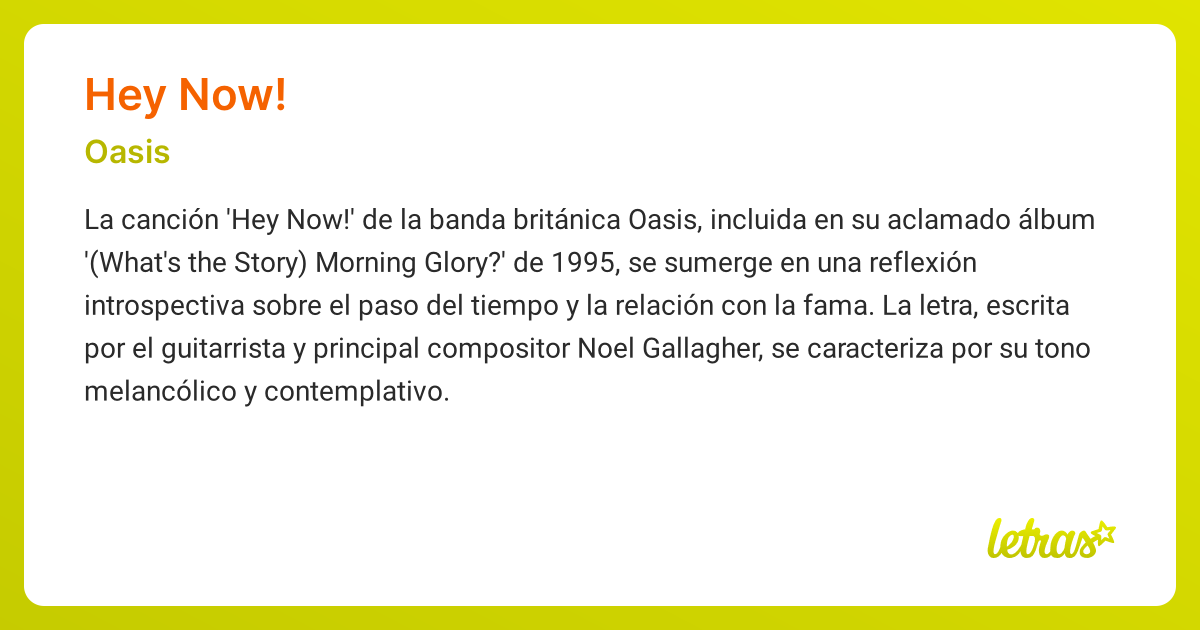 Significado de la canción HEY NOW! (Oasis) - LETRAS.COM