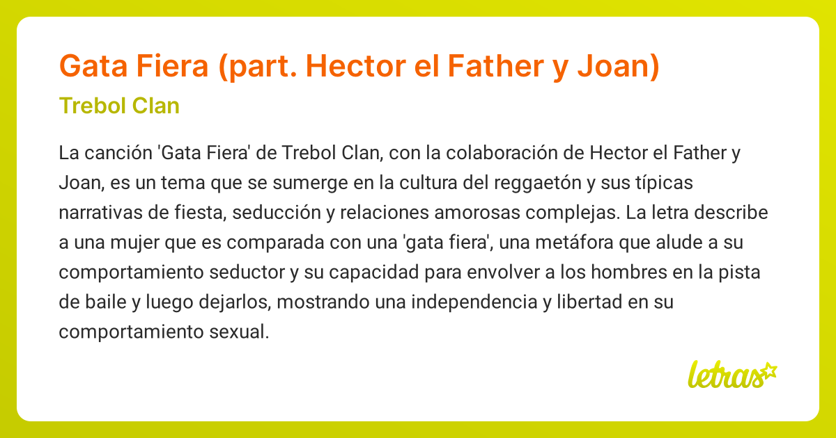 Significado de la canción Gata Fiera (part. Hector el Father y Joan ...