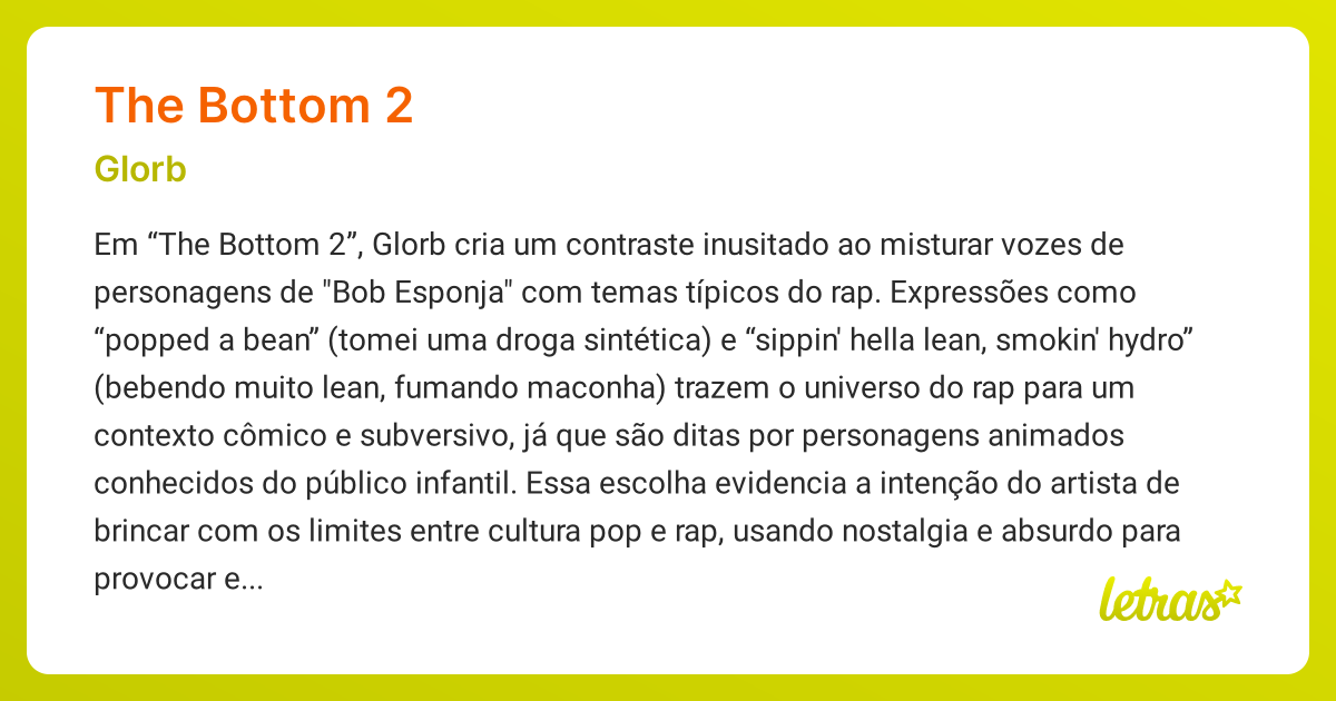 Significado da música THE BOTTOM 2 (Glorb) - LETRAS.MUS.BR