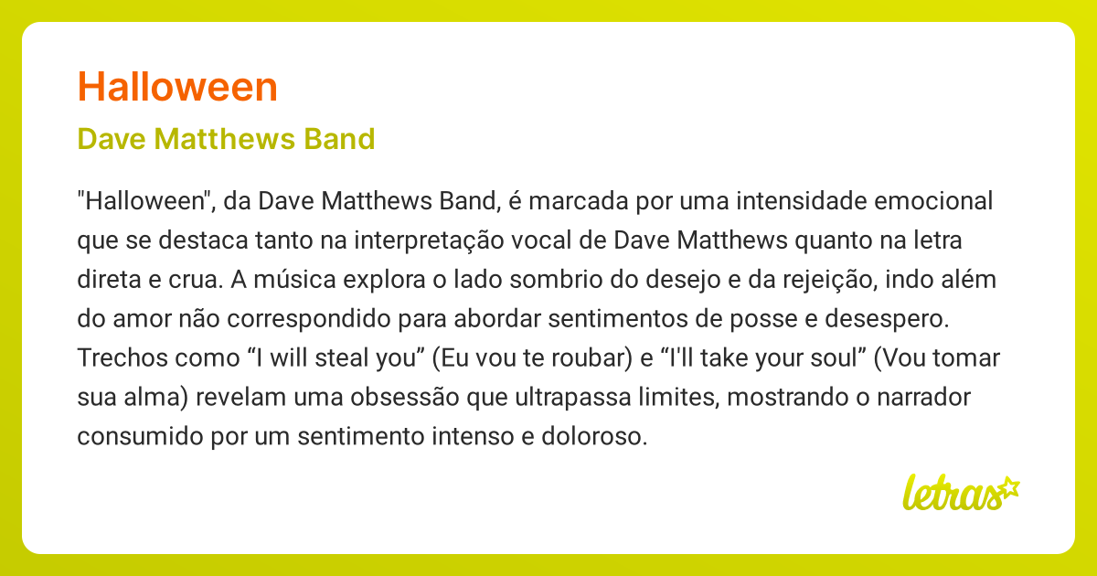 Significado da música HALLOWEEN (Dave Matthews Band) - LETRAS.MUS.BR
