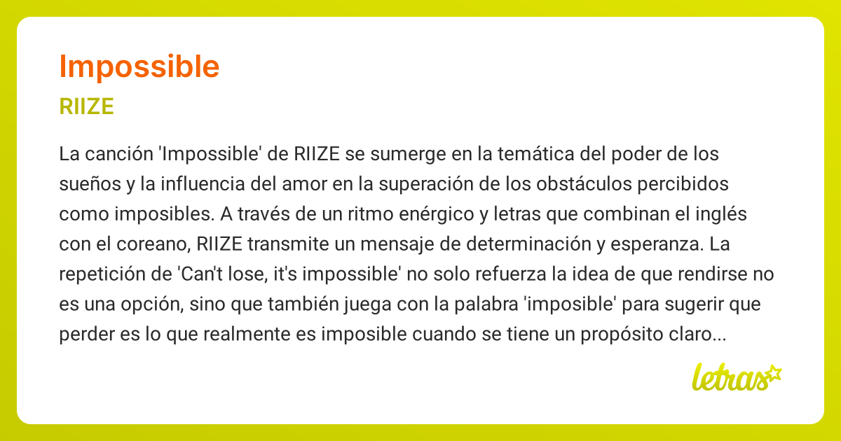 Significado de la canción IMPOSSIBLE (RIIZE) - LETRAS.COM