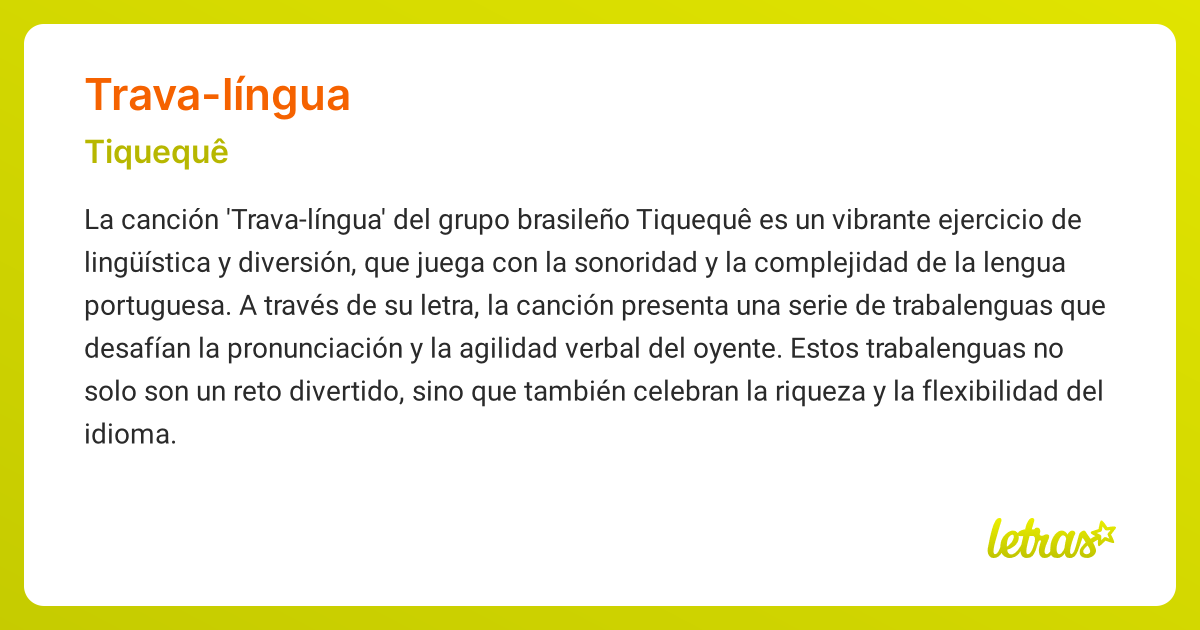 Significado de la canción TRAVA-LÍNGUA (Tiquequê) - LETRAS.COM