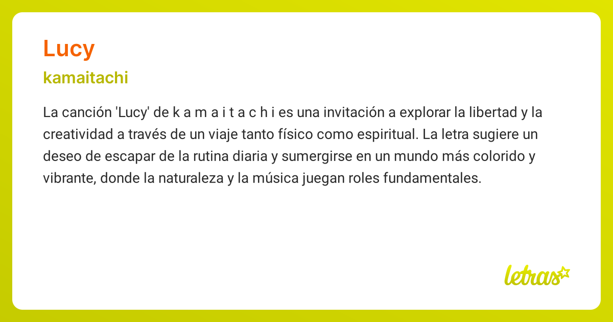 Significado de la canción LUCY (k a m a i t a c h i) - LETRAS.COM