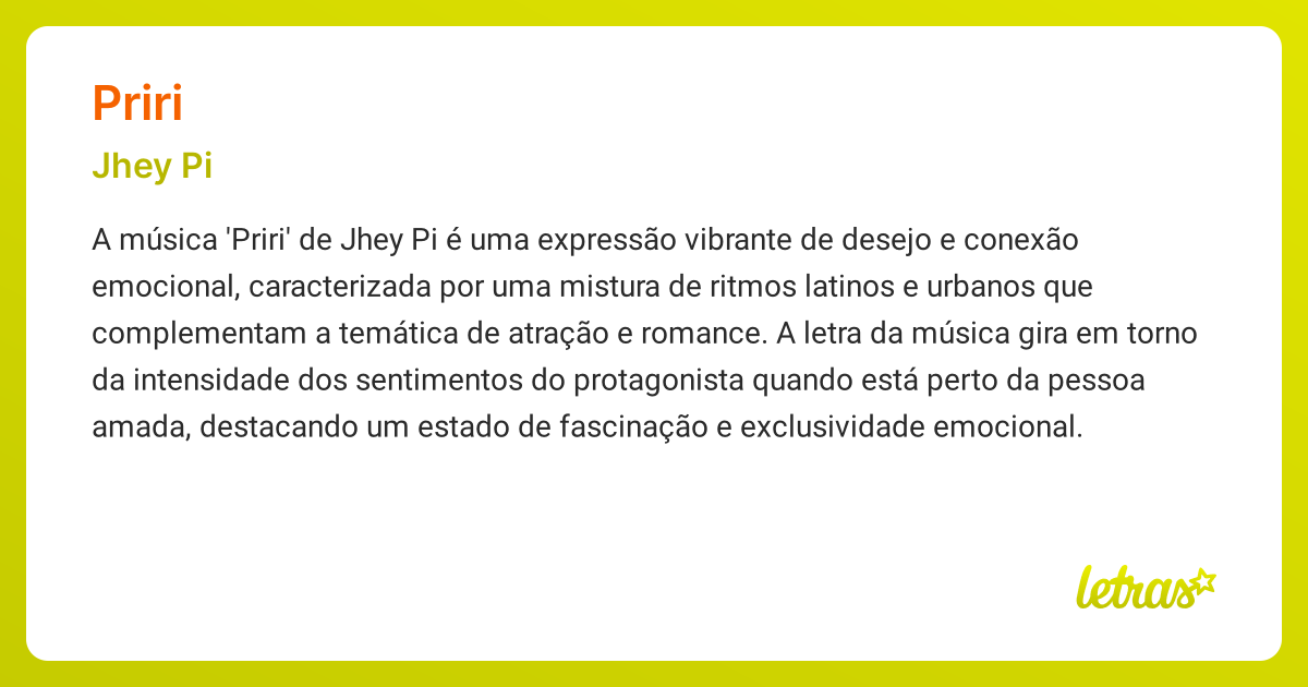 Significado da música PRIRI (Jhey Pi) - LETRAS.MUS.BR