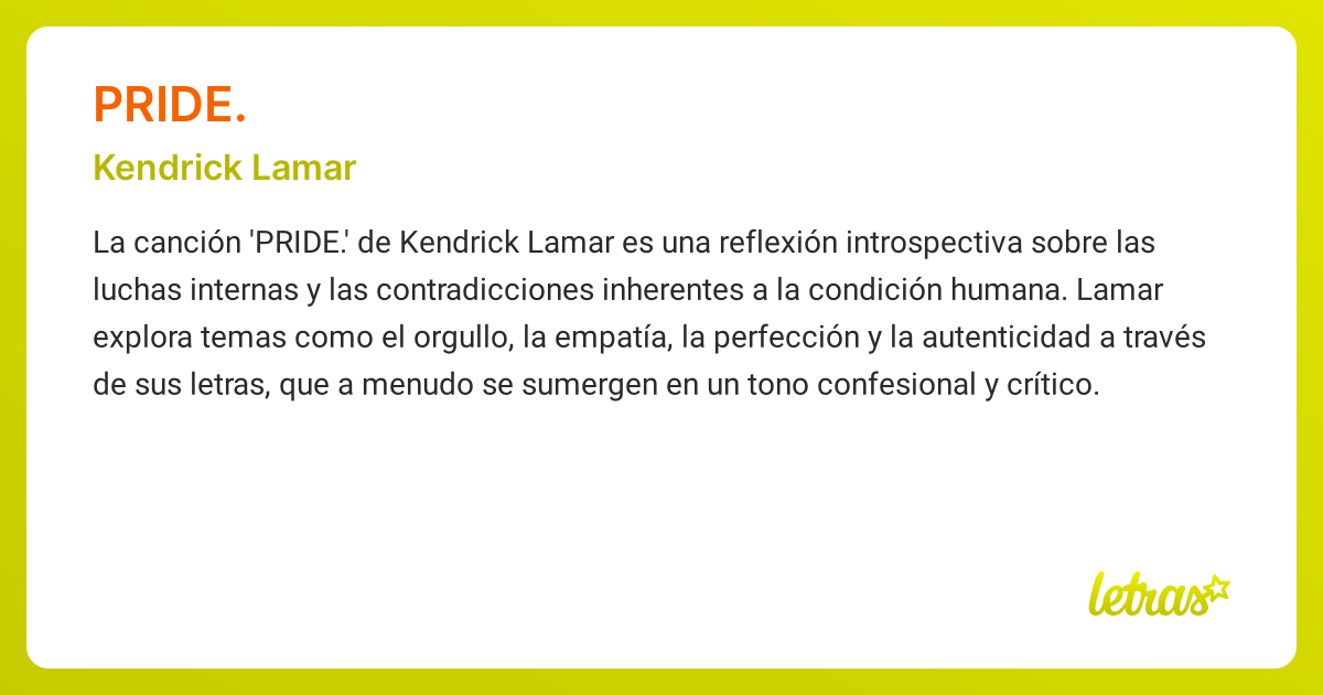 Significado de la canción PRIDE. (Kendrick Lamar) - LETRAS.COM