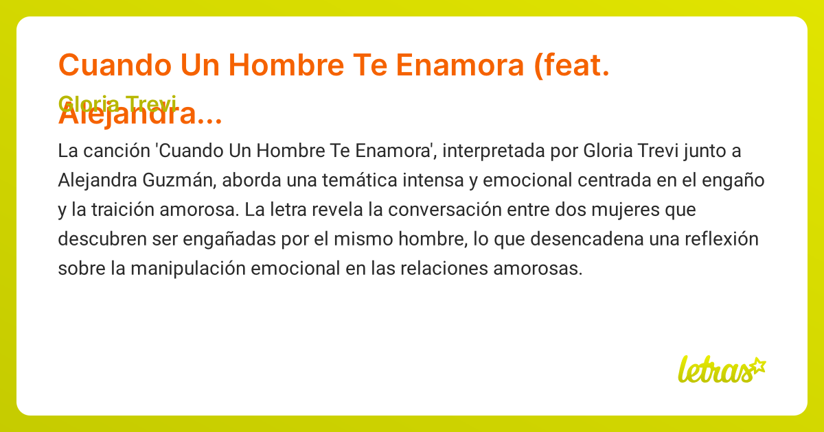 Significado De La Canción Cuando Un Hombre Te Enamora Feat Alejandra