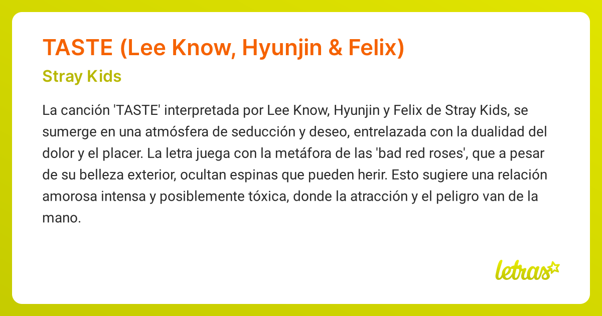 Significado de la canción TASTE (Lee Know, Hyunjin & Felix) (Stray Kids ...