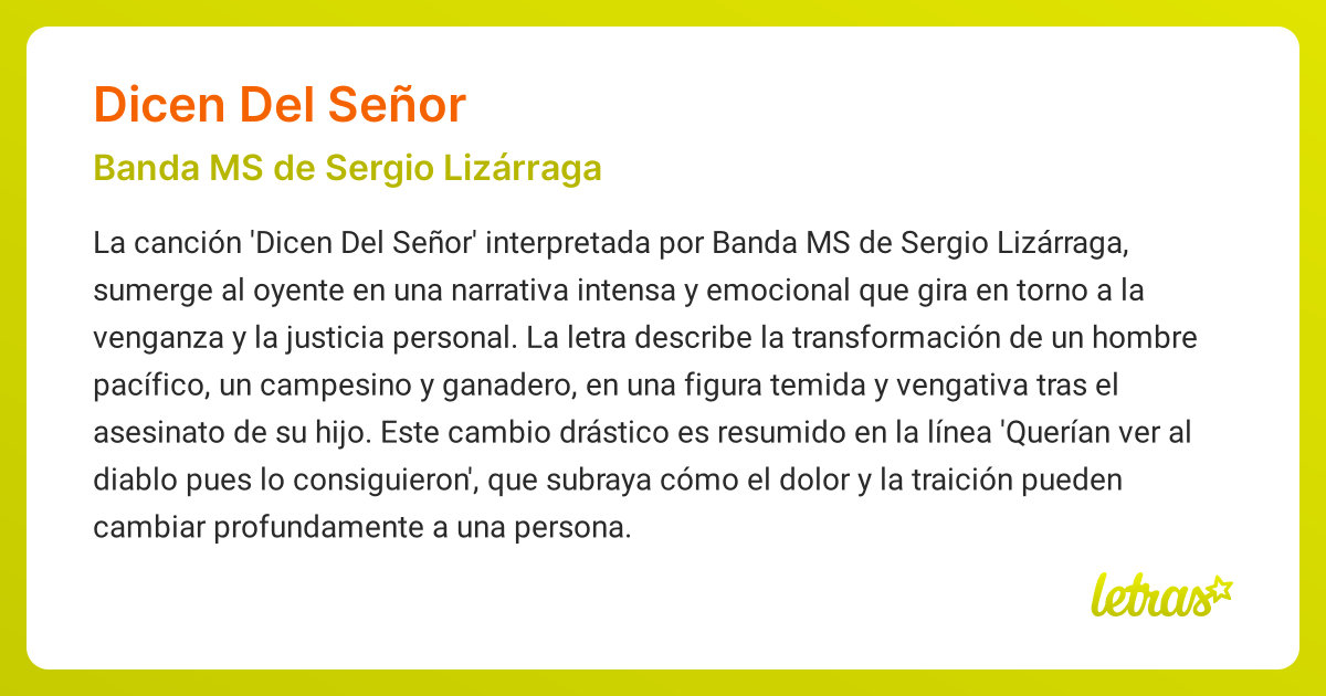 Significado de la canción DICEN DEL SEÑOR (Banda MS de Sergio Lizárraga ...