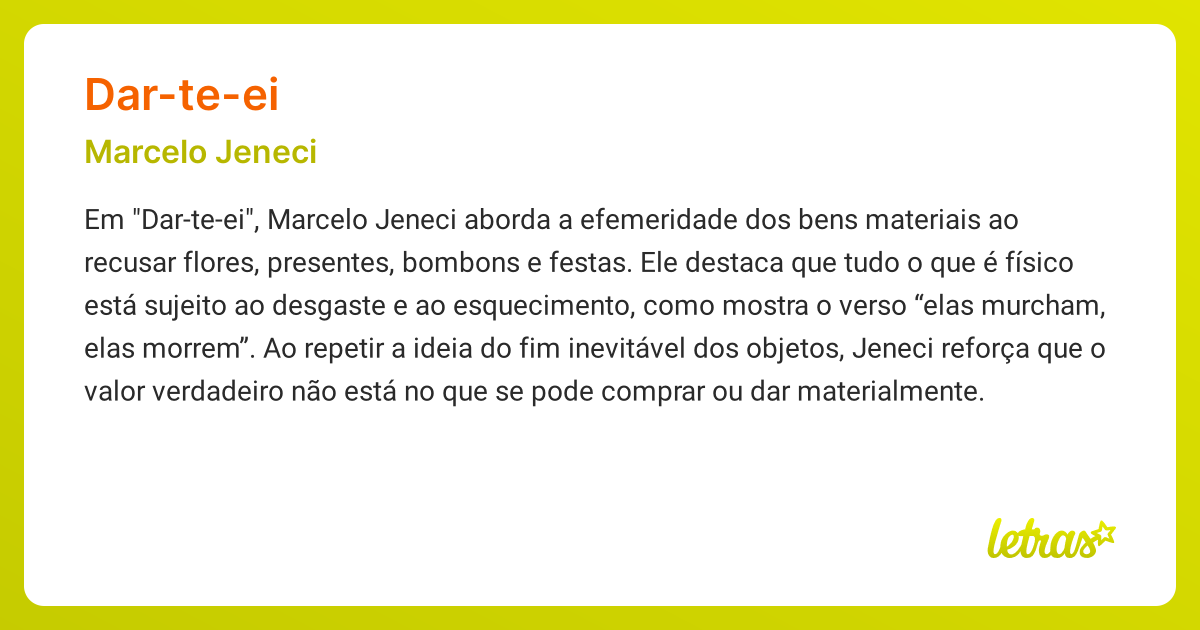 Significado da música DAR-TE-EI (Marcelo Jeneci) - LETRAS.MUS.BR