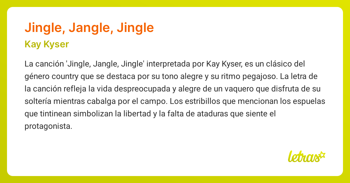 Significado de la canción JINGLE, JANGLE, JINGLE (Kay Kyser) - LETRAS.COM