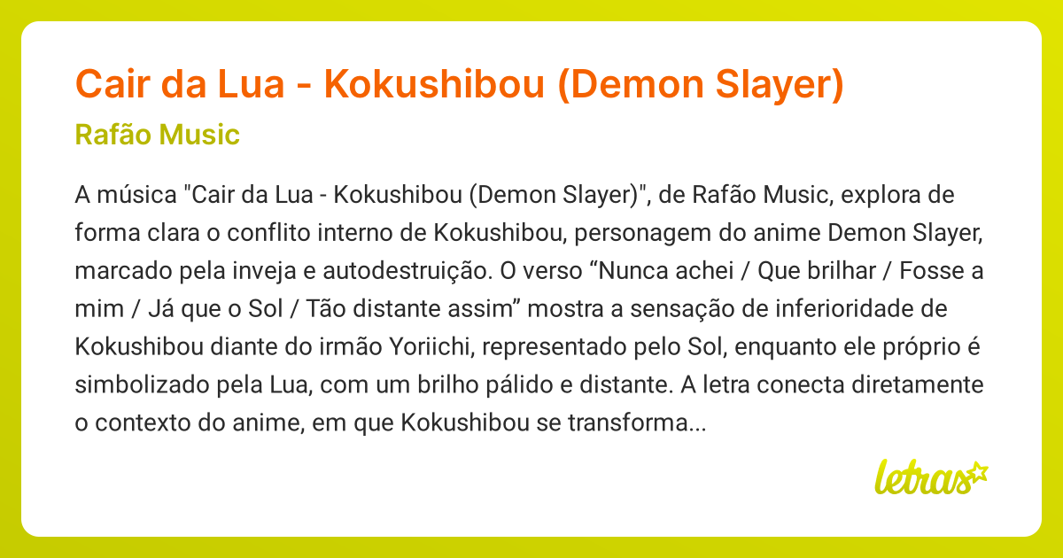Significado da música Cair da Lua - Kokushibou (Demon Slayer) (Rafão ...
