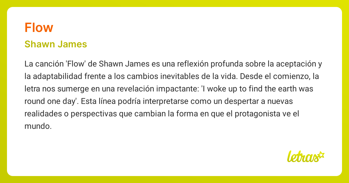 Significado de la canción FLOW (Shawn James) - LETRAS.COM