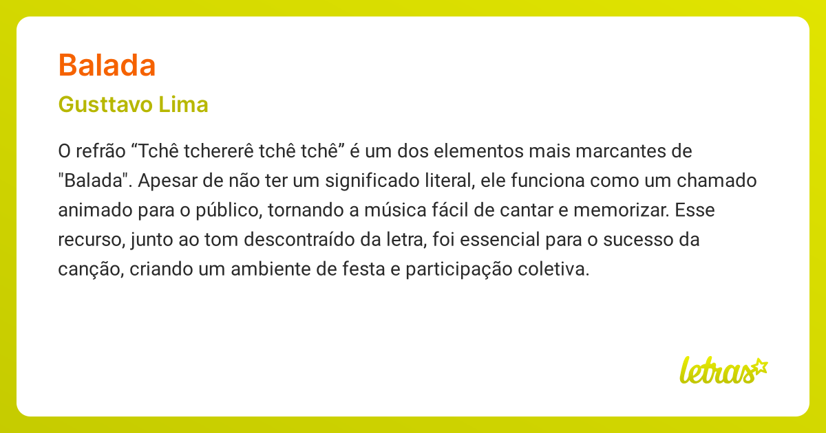 Significado da música BALADA (Gusttavo Lima) - LETRAS.MUS.BR