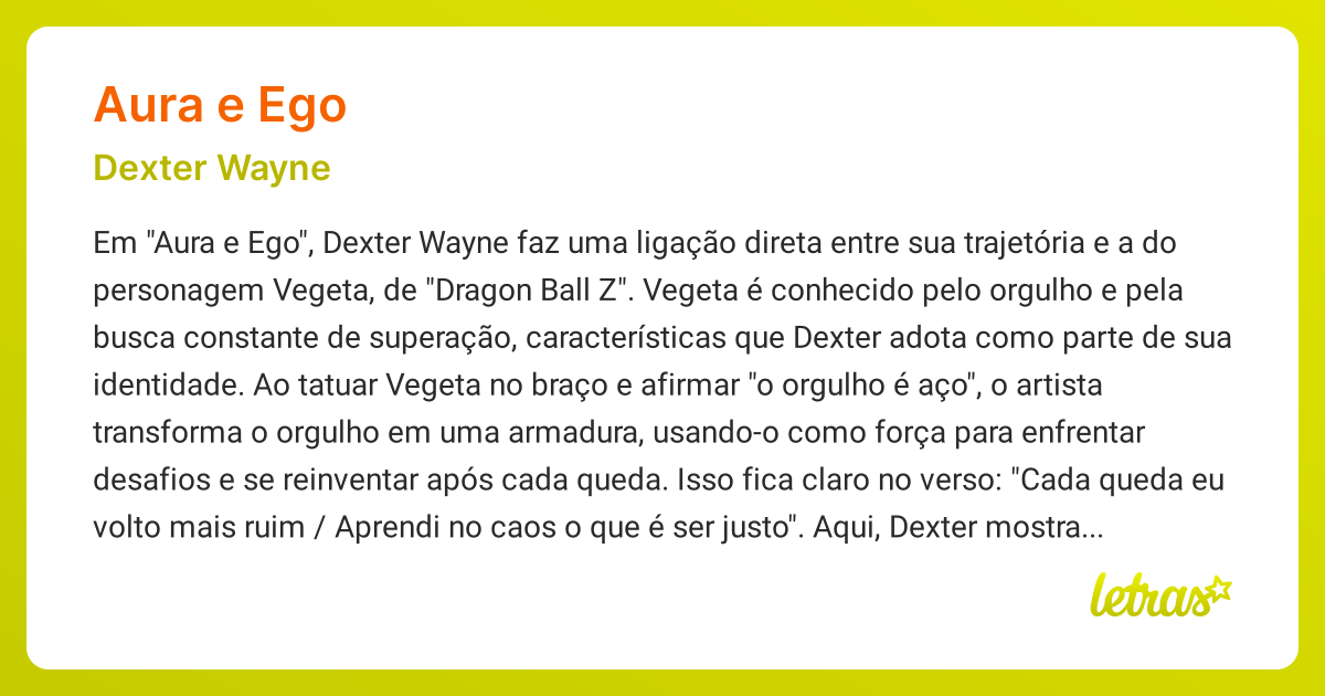 Significado da música AURA E EGO (Dexter Wayne) - LETRAS.MUS.BR