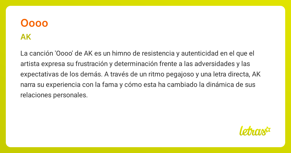 Significado de la canción OOOO (AK) - LETRAS.COM