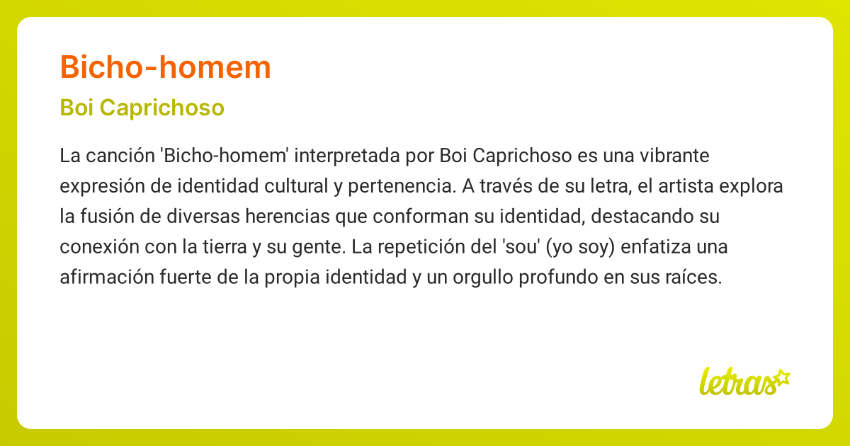 Significado de la canción BICHO-HOMEM (Boi Caprichoso) - LETRAS.COM