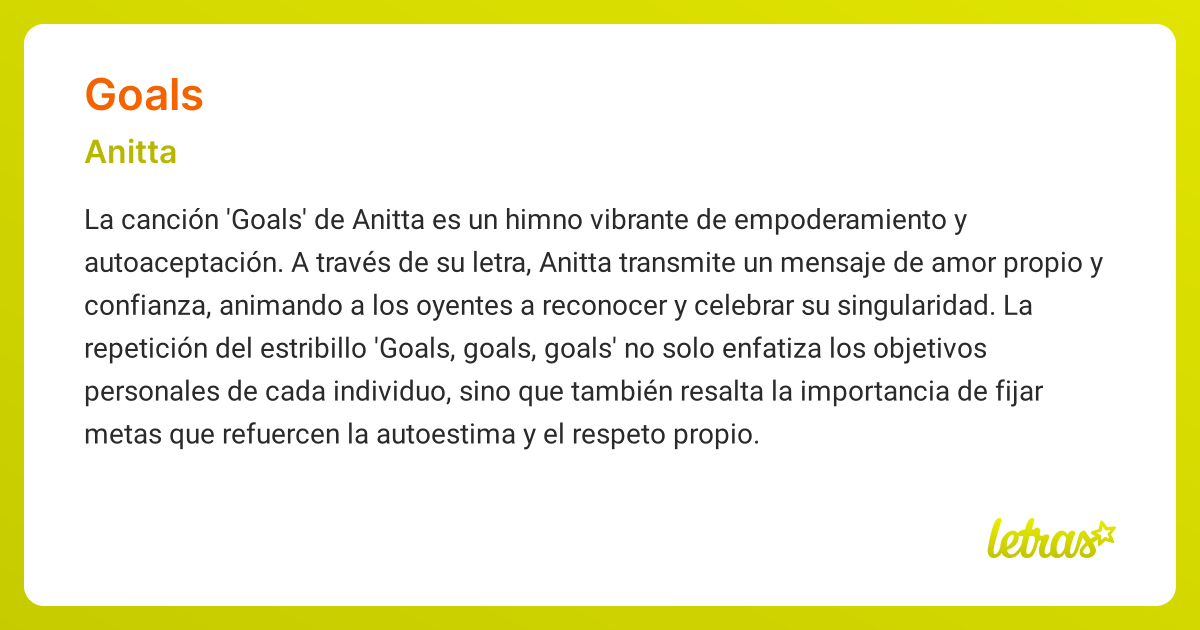 Significado de la canción GOALS (Anitta) - LETRAS.COM