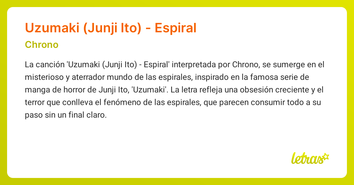 Significado de la canción UZUMAKI (JUNJI ITO) - ESPIRAL (Chrono ...
