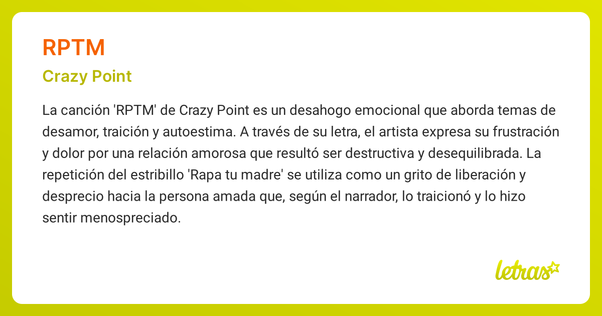 Significado de la canción RPTM (Crazy Point) - LETRAS.COM