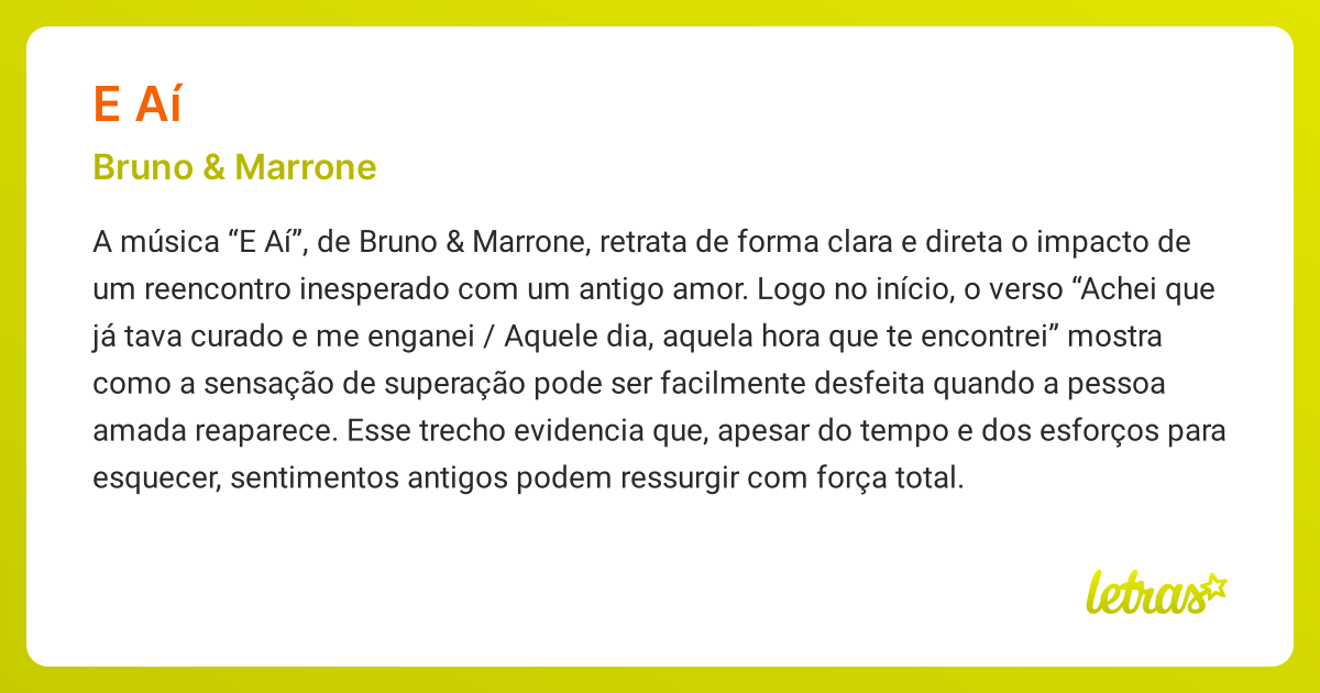 Significado da música E AÍ (Bruno & Marrone) - LETRAS.MUS.BR