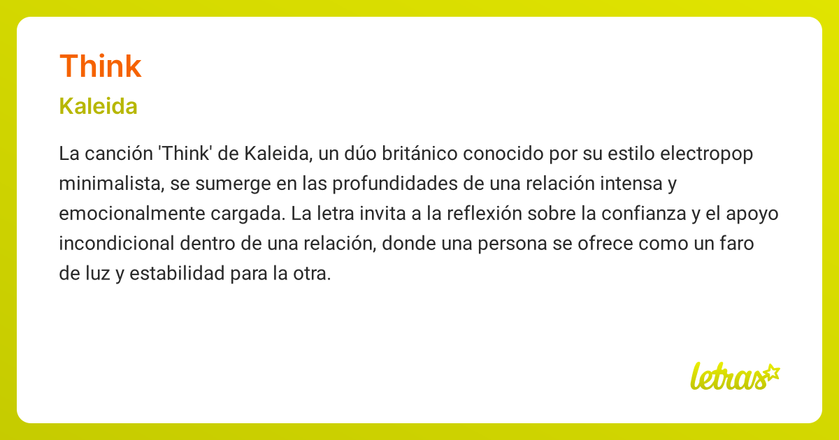 Significado de la canción THINK (Kaleida) - LETRAS.COM