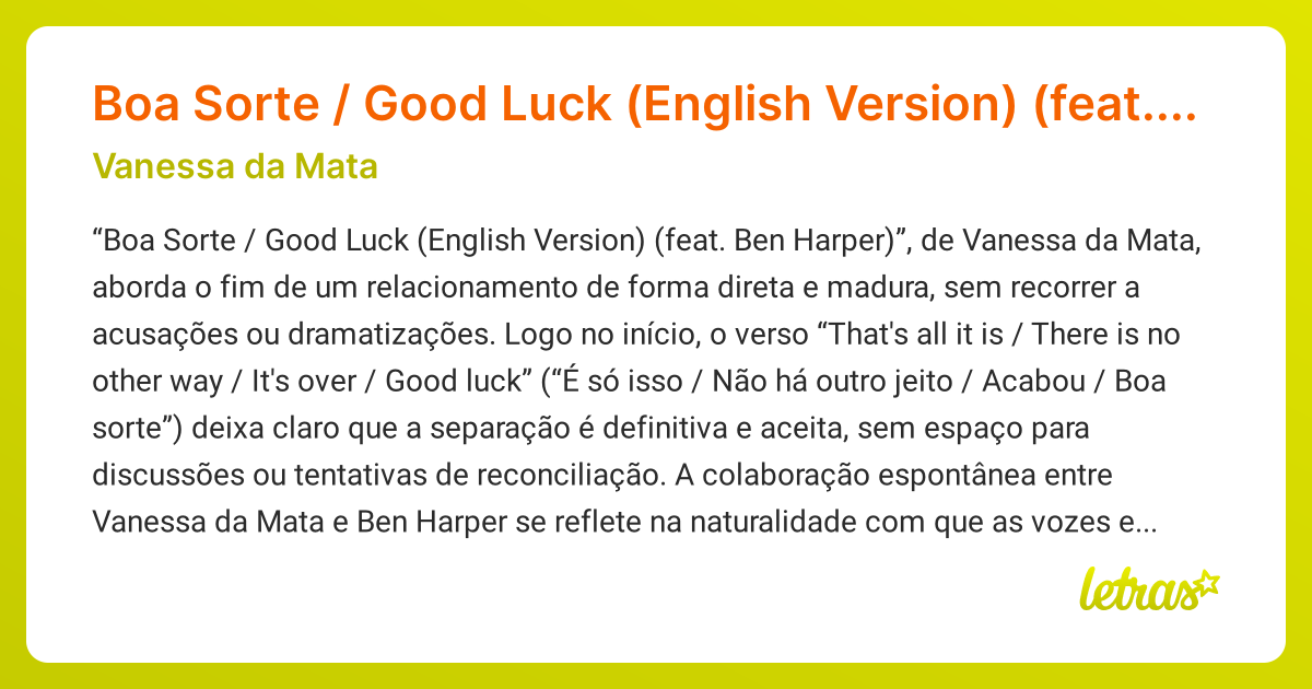 Significado da música Boa Sorte / Good Luck (English Version) (feat ...